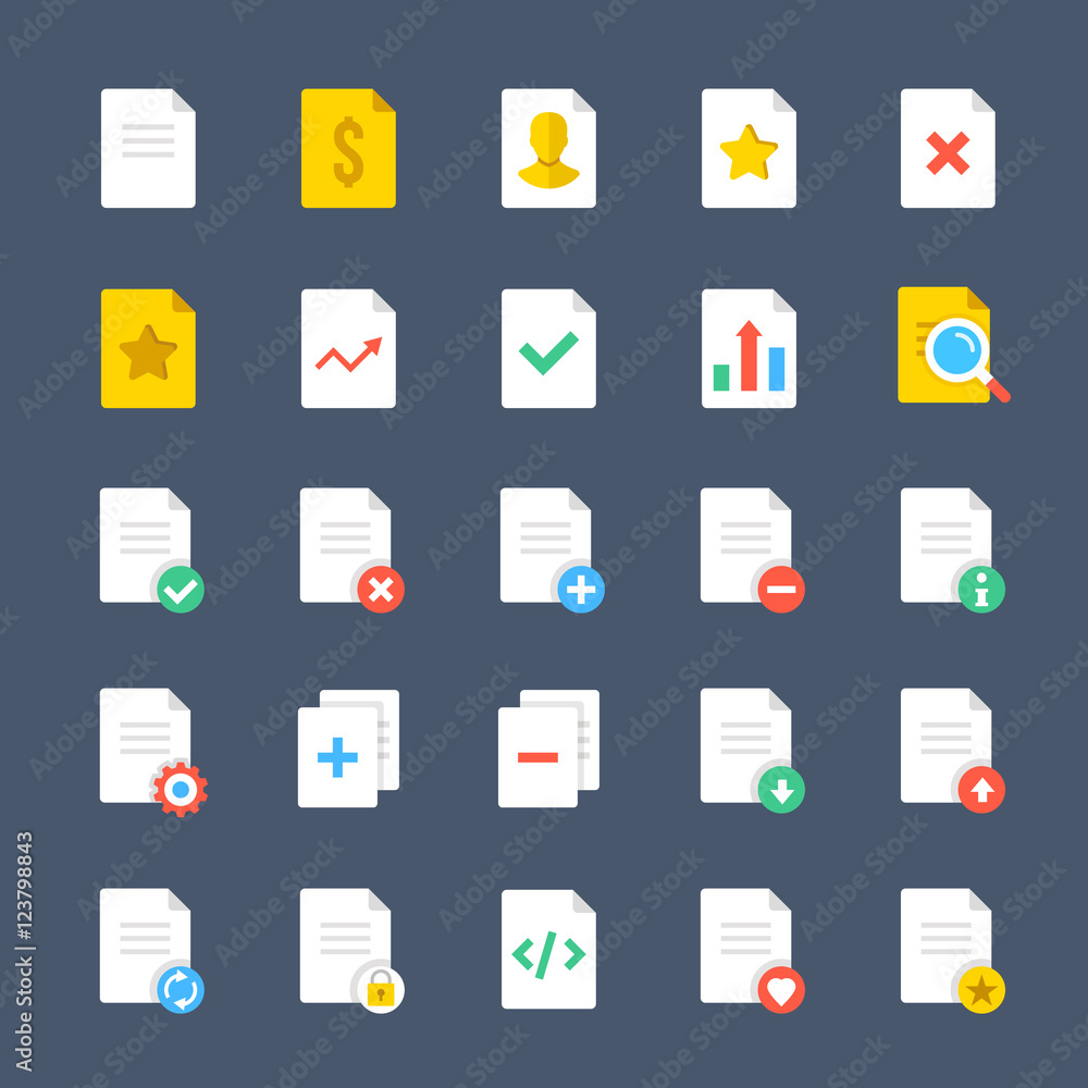 Vector document icons set. Business, technology user interface elements ...