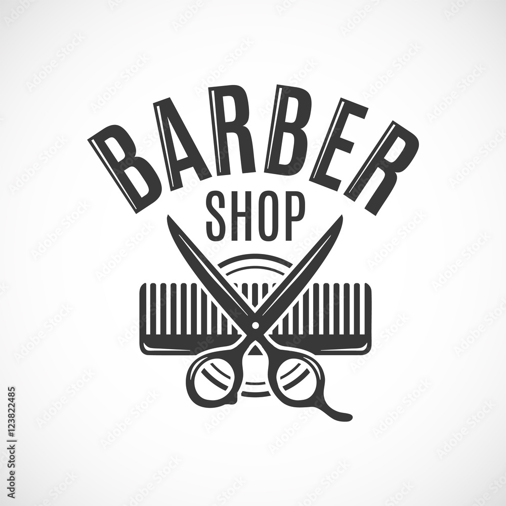 Barber shop vector vintage logo, label, badge or emblem design ...