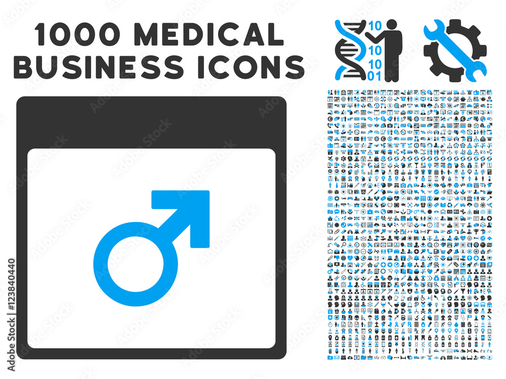 Blue And Gray Mars Male Symbol Calendar Page vector icon with 1000 ...