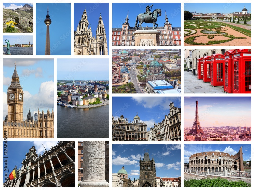 Europe travel photo collage Stock Photo | Adobe Stock
