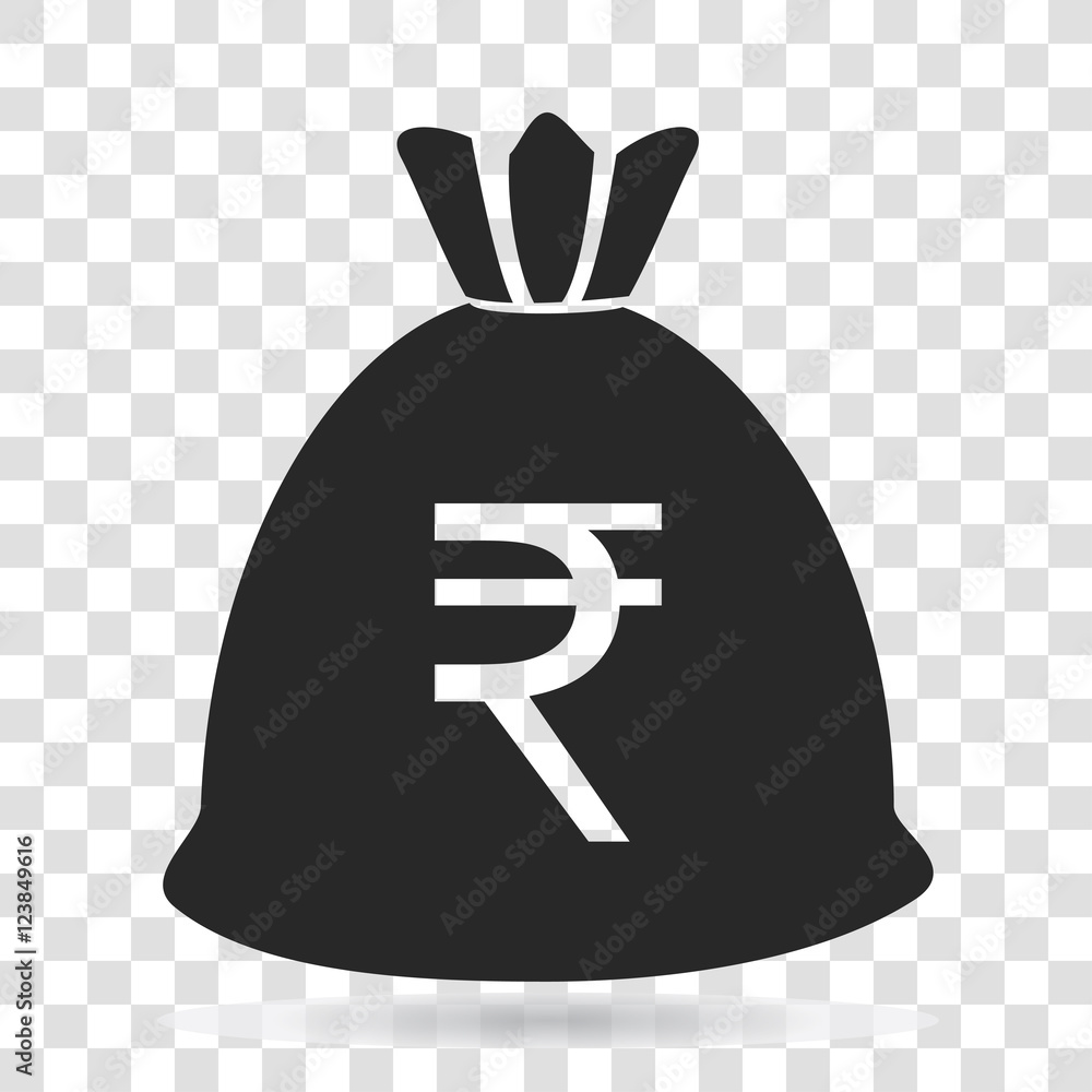 Money Bag currency Rupee icon vector illustration on transparent ...