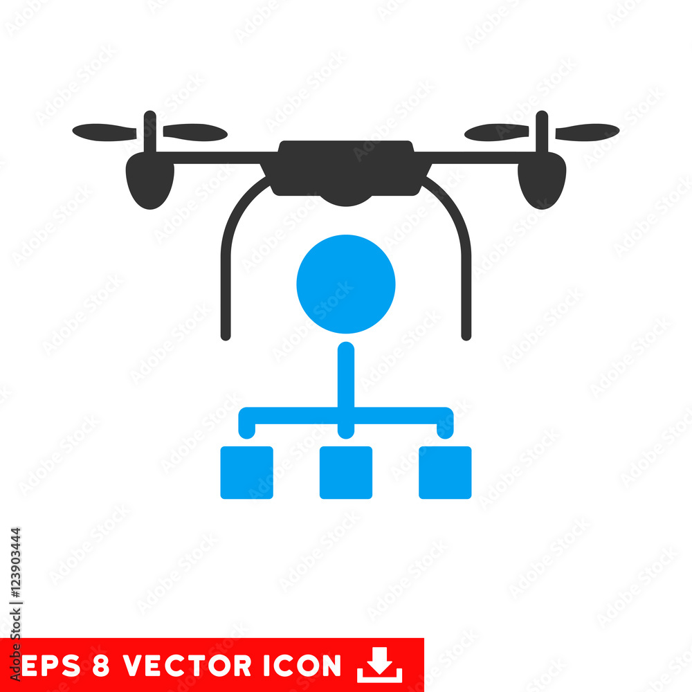 Drone Distribution EPS vector pictogram. Illustration style is flat ...