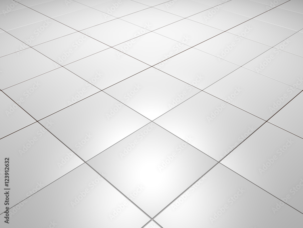 White Tiles floor texture industrial background. 3D illustration. Stock ...