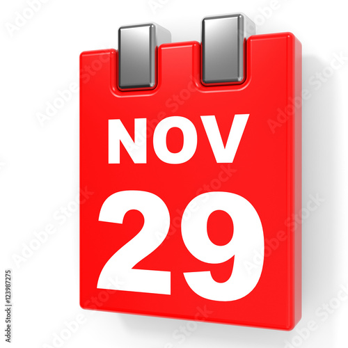 November 29. Calendar on white background. Stock Illustration | Adobe Stock