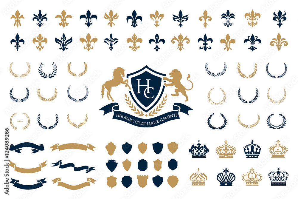 Heraldic Crest Logos elements set Stock Vector | Adobe Stock