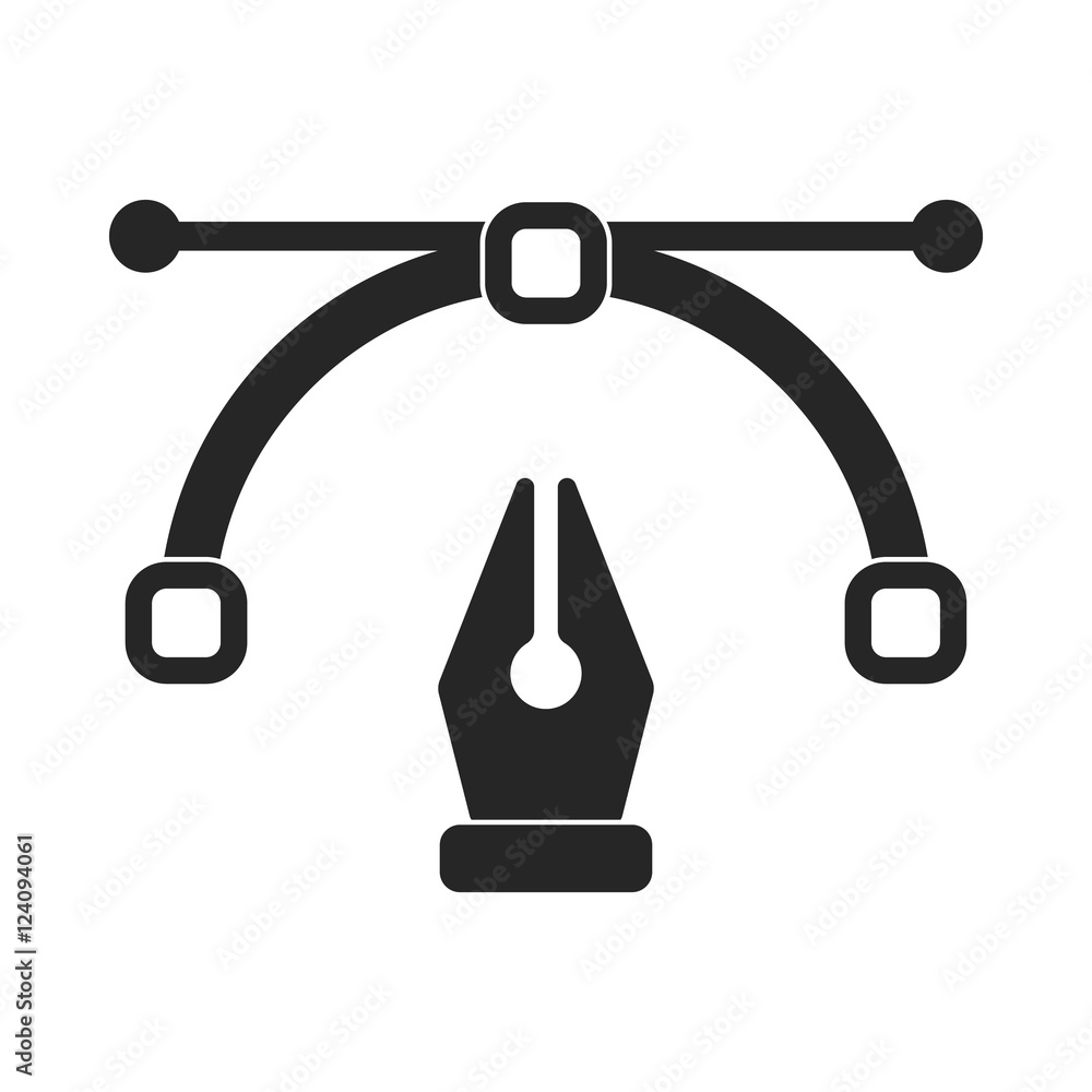 Pen tool in black style isolated on white background. Typography symbol ...
