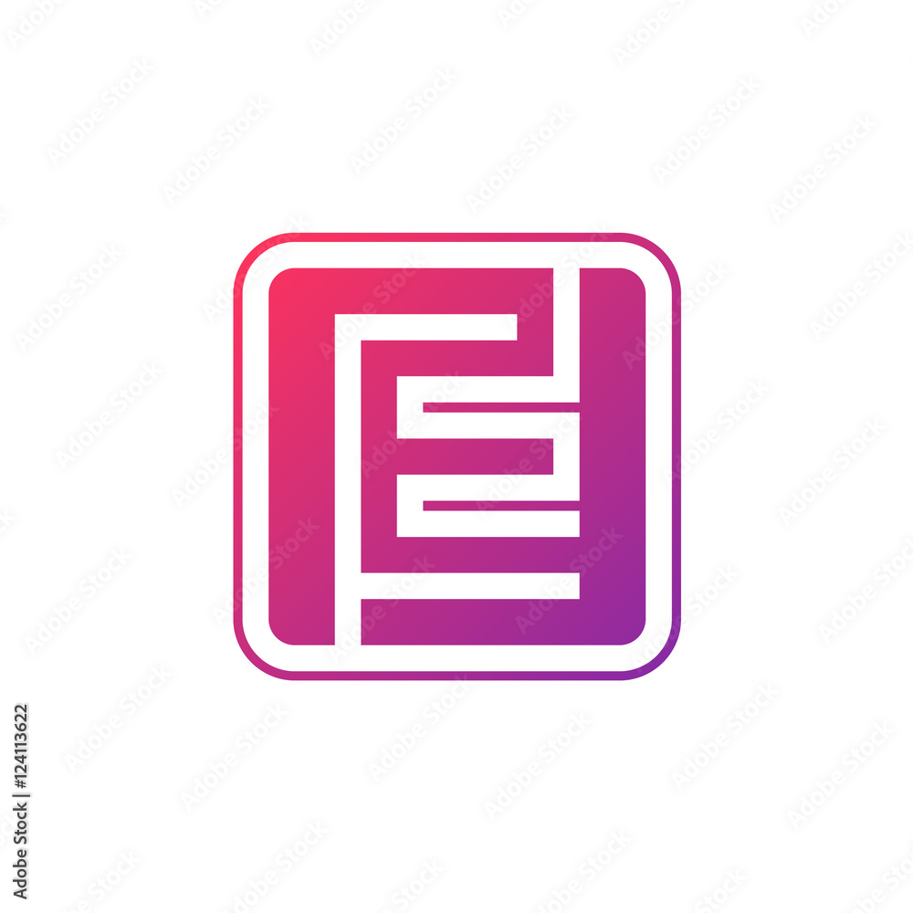 Letter E logo,Rounded rectangle shape symbol,Digital,Technology,Media ...