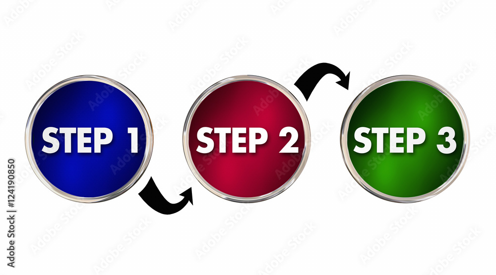 Steps 1 2 3 One Two Three Instructions Circles 3d Illustration の Stock ...