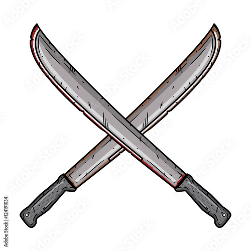 Cartoon machete. Two crossed machetes. - Buy this stock vector and ...