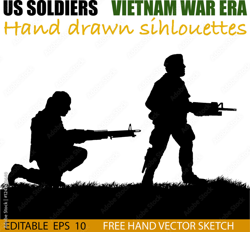 American Vietnam War soldiers circa 1960's Stock Vector | Adobe Stock