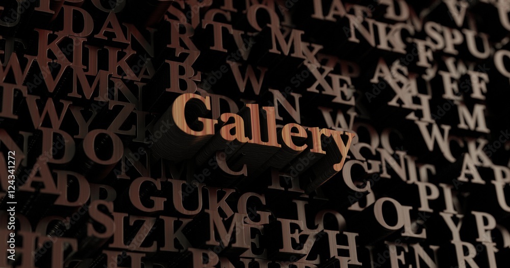 Stock-Illustration „Gallery - Wooden 3D rendered letters/message. Can ...