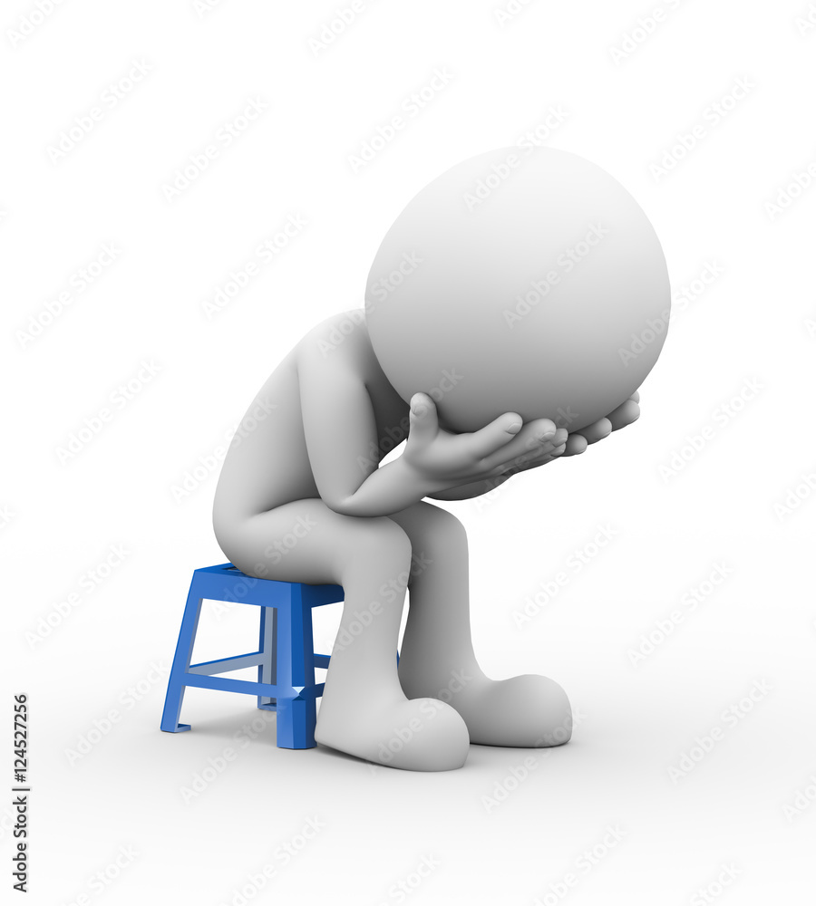 3d sad depressed person Stock Illustration | Adobe Stock