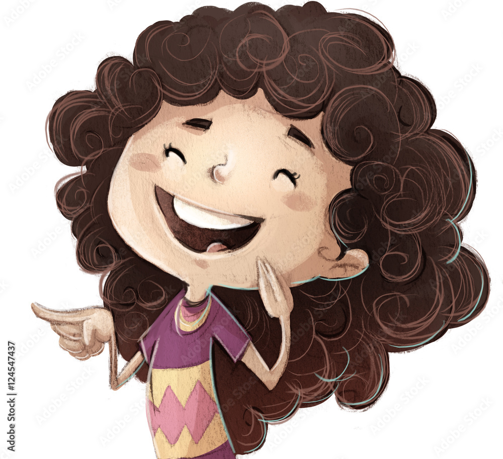 Ilustración de Stock niña riendo feliz | Adobe Stock