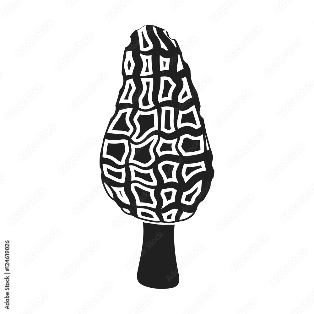 Morel icon in black style isolated on white background. Mushroom symbol ...