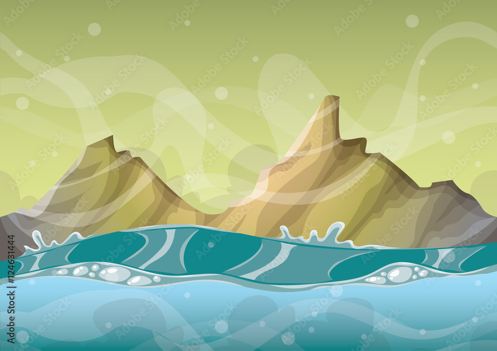 Vector de Stock cartoon vector sea background with separated layers for ...