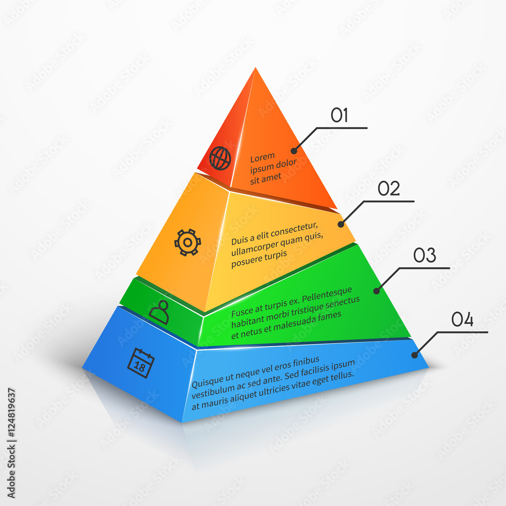 Layers hierarchy pyramid chart vector presentation infographic template ...