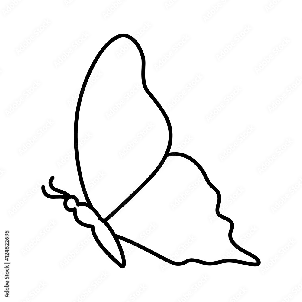 Butterfly winged insect side view line art icon for apps and websites ...