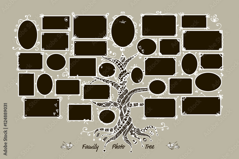 Family tree template with picture frames Stock Vector | Adobe Stock