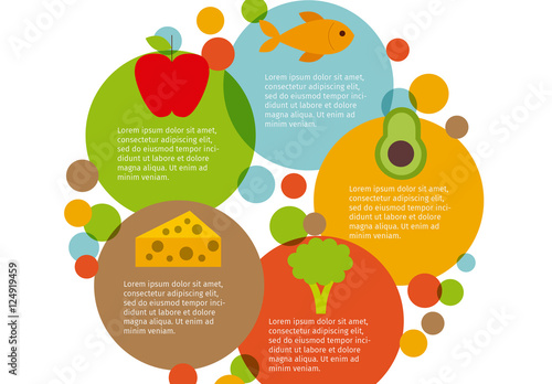 Overlapping Circle Nutrition Infographic with Food Icons Stock Template ...