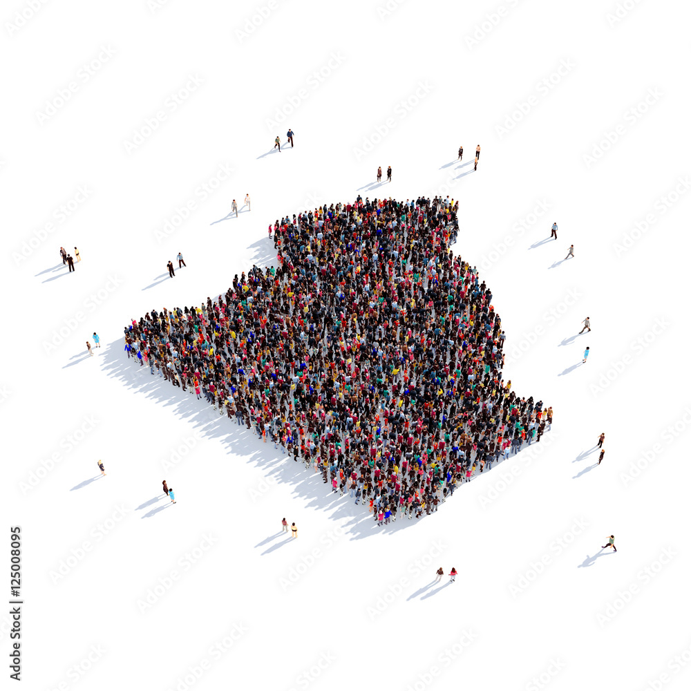 people group shape map Algeria Stock Illustration | Adobe Stock