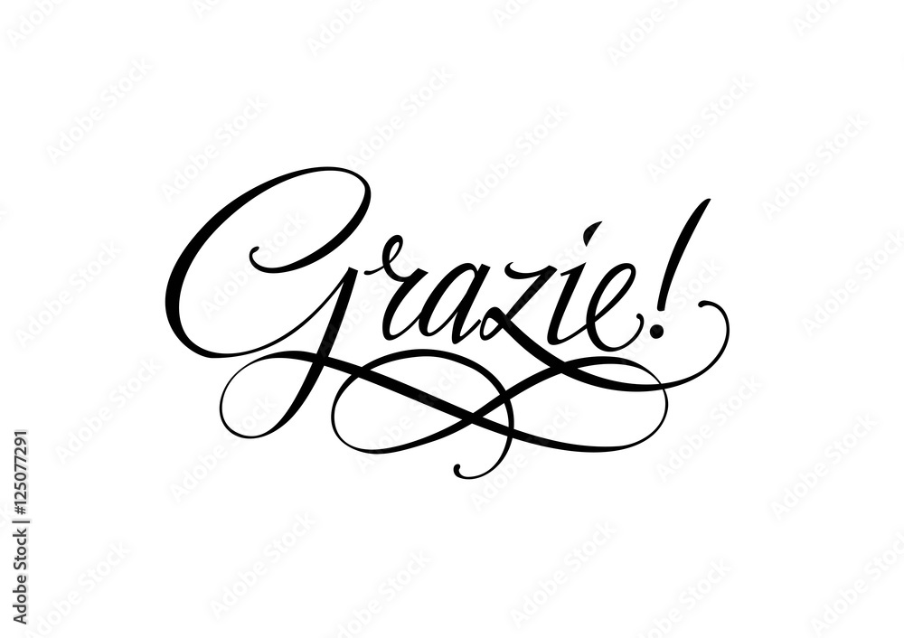 Grazie Lettering with Swirls Stock Vector | Adobe Stock