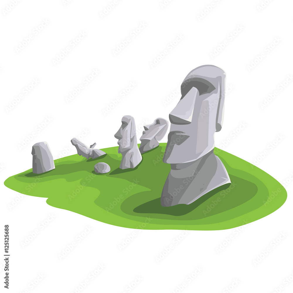 Travel and Famous Landmarks and beautiful on white background. Moai ...