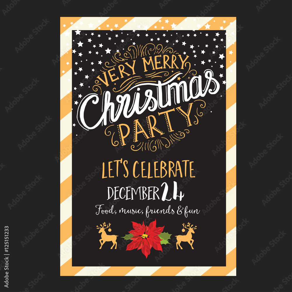 Christmas party invitation, food menu restaurant. Stock Vector | Adobe ...