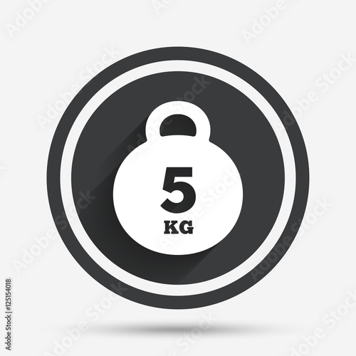 Weight sign icon. 5 kilogram (kg). Sport symbol. Stock Vector | Adobe Stock