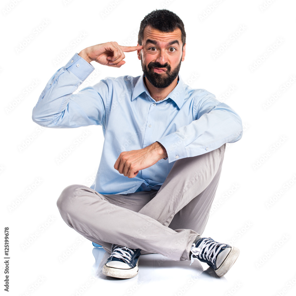 Foto de Stock Handsome man making crazy gesture | Adobe Stock