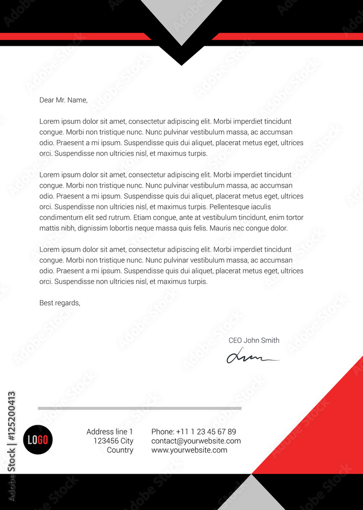 Flat style red and black letterhead design Stock Vector | Adobe Stock