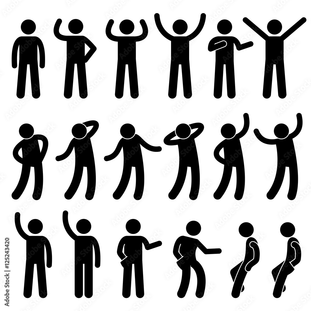 Стоковое векторное изображение «Various Standing Postures Poses Human ...