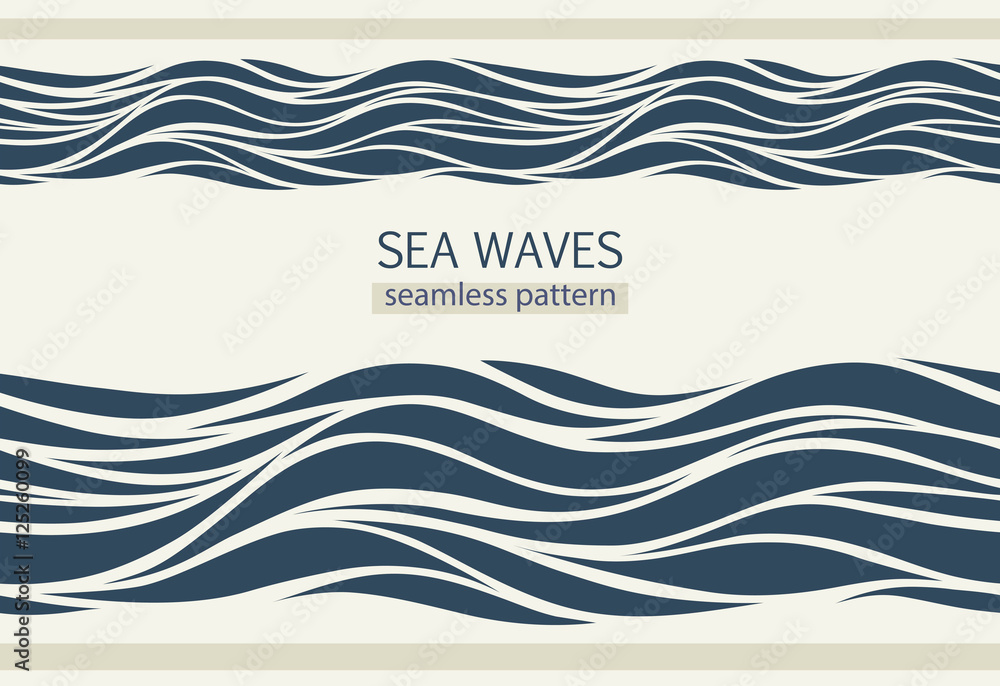 Seamless patterns with stylized waves Stock Vector | Adobe Stock