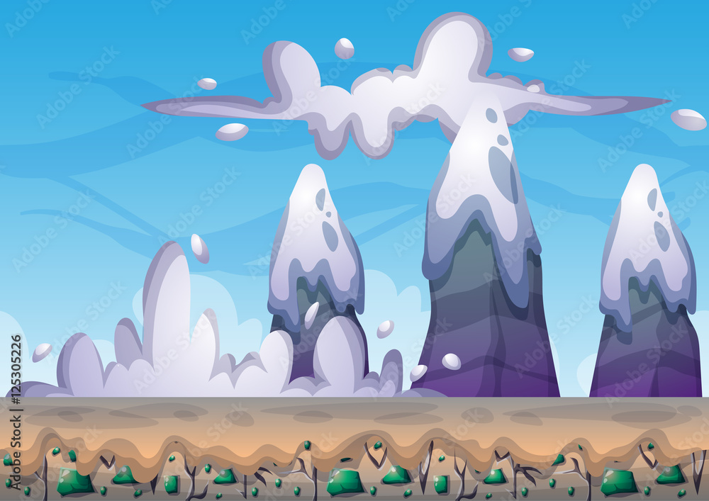 cartoon vector sky background with separated layers for game art and ...