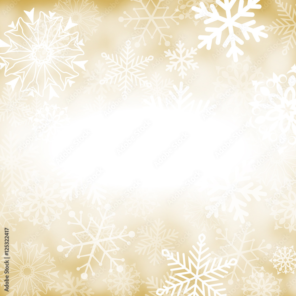 Gold and white snowflake background Stock Vector | Adobe Stock
