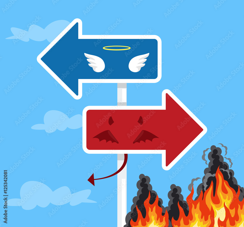 Angel and devil symbol. Vector flat cartoon illustration Stock Vector ...