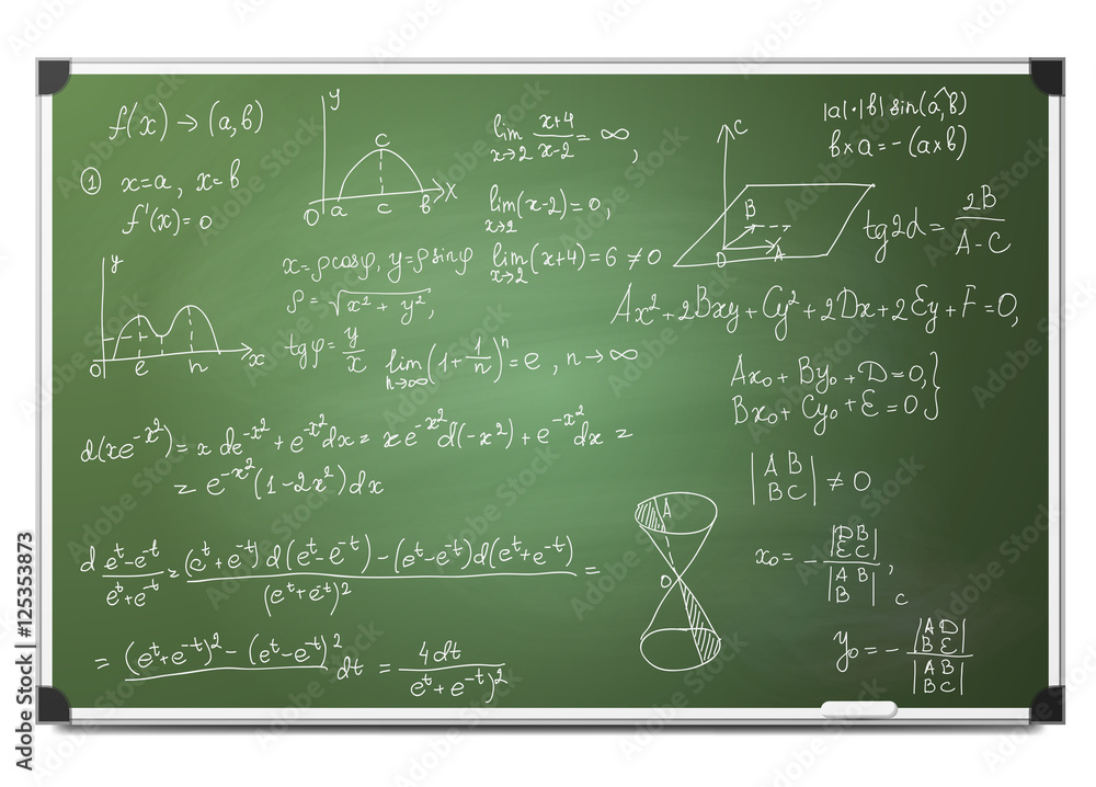 Science hand drawn formula on realistic green chalkboard. Vector ...