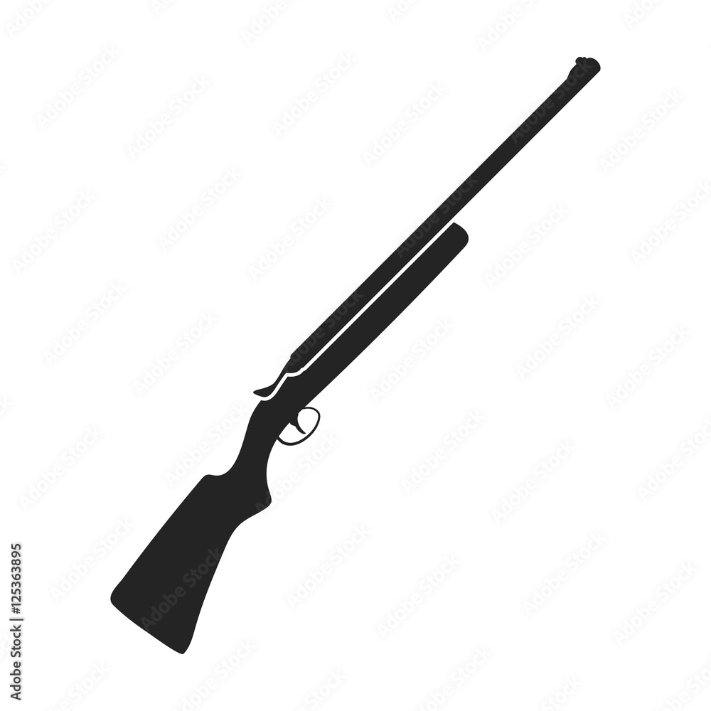Hunting rifle icon in black style isolated on white background. Hunting ...