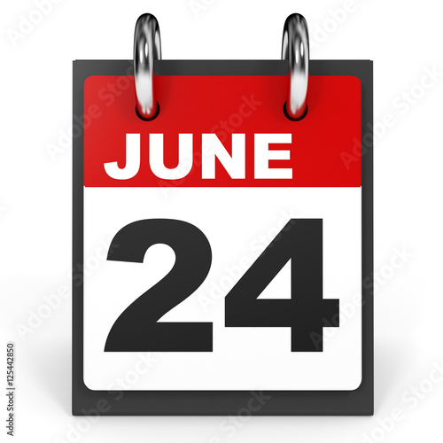 June 24 Calendar On White Background Stock Adobe Stock