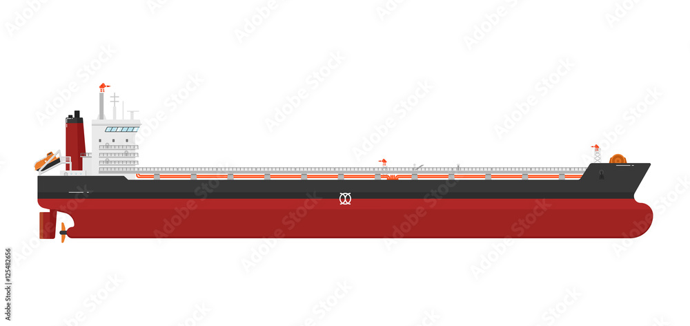 Cargo ship isolated on white background vector illustration. Freight ...