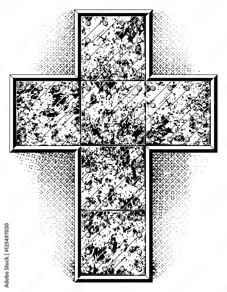Grunge cross illustration in comic style Stock Illustration | Adobe Stock