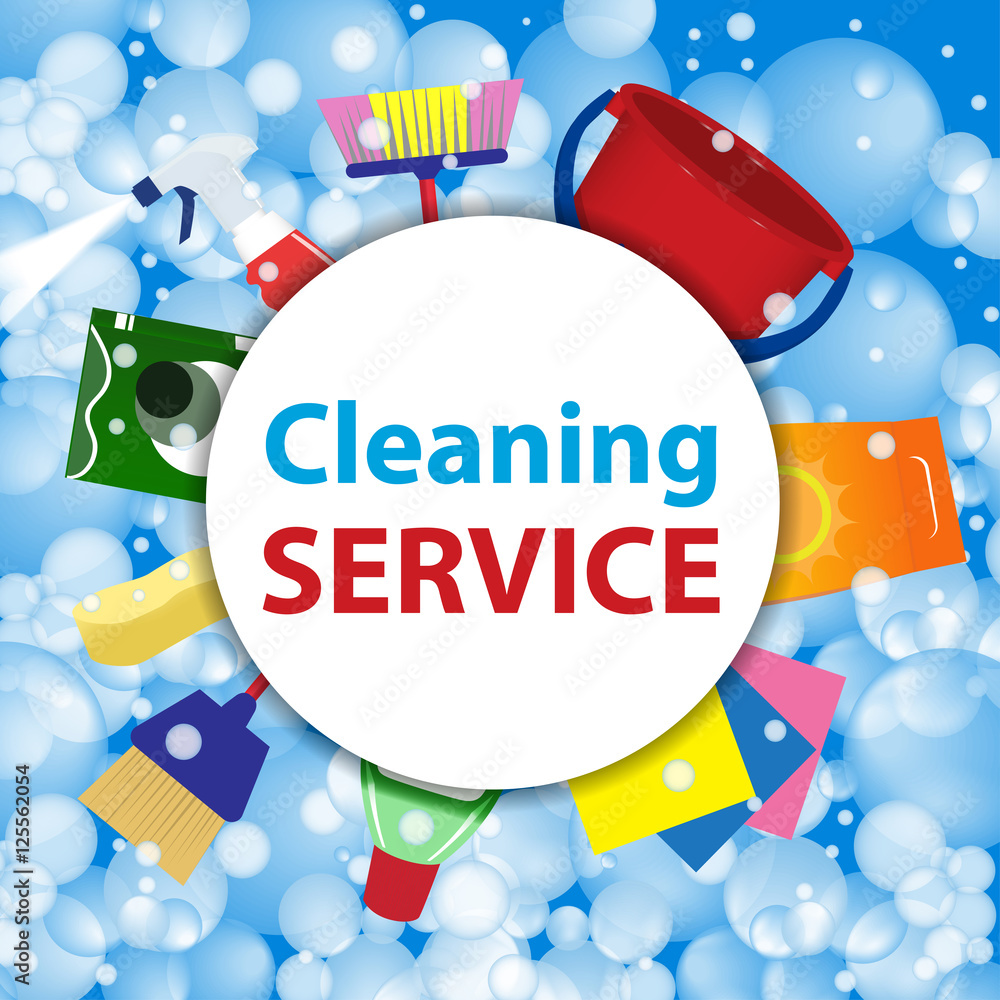 Cleaning service. Poster template or background for house cleaning ...