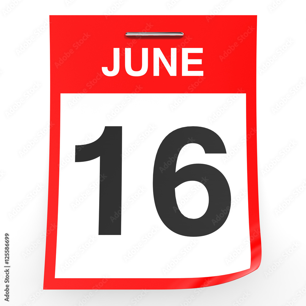 June 16. Calendar on white background. Stock Illustration | Adobe Stock