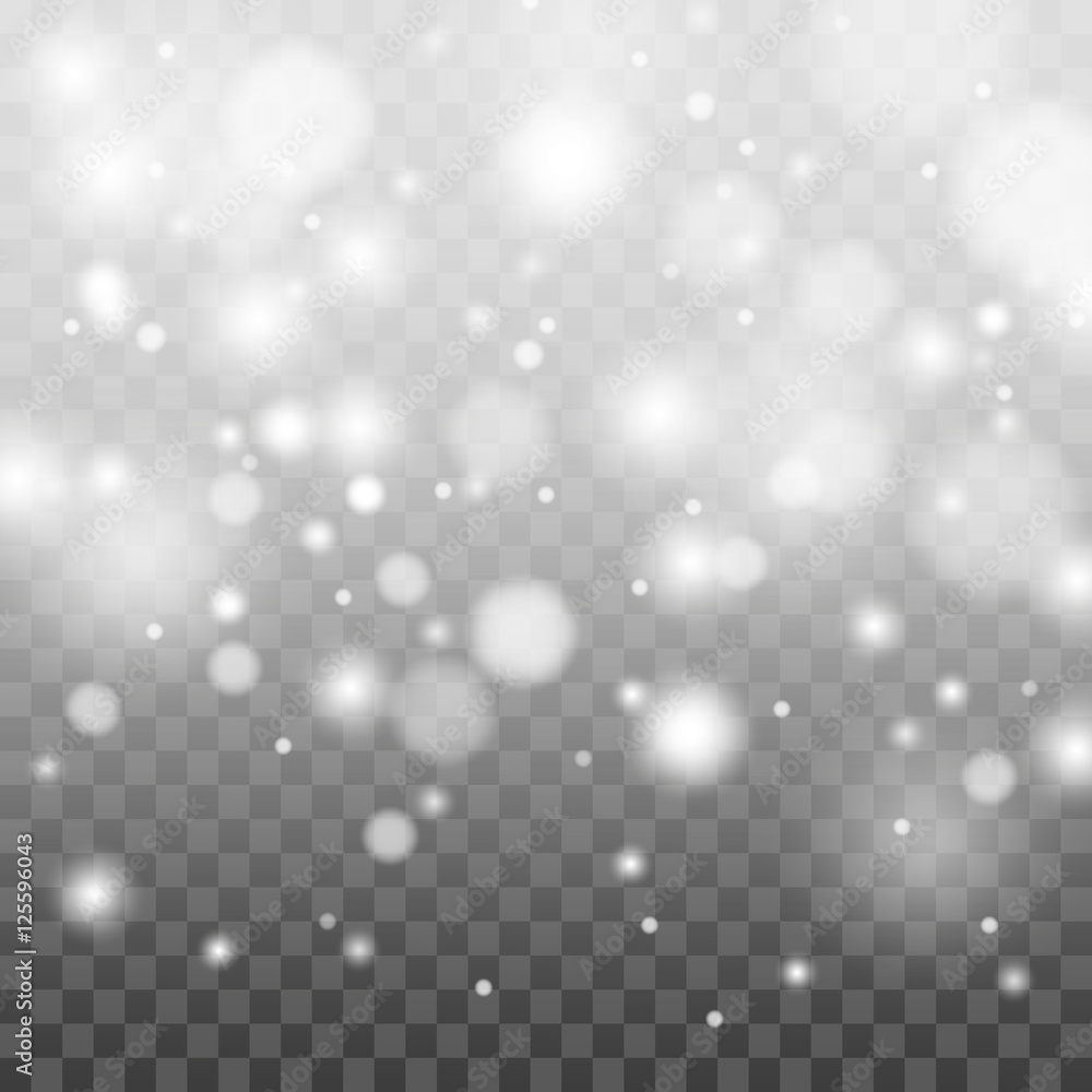 Vector falling snow effect isolated on transparent background with blurred bokeh. Stock Vector ...