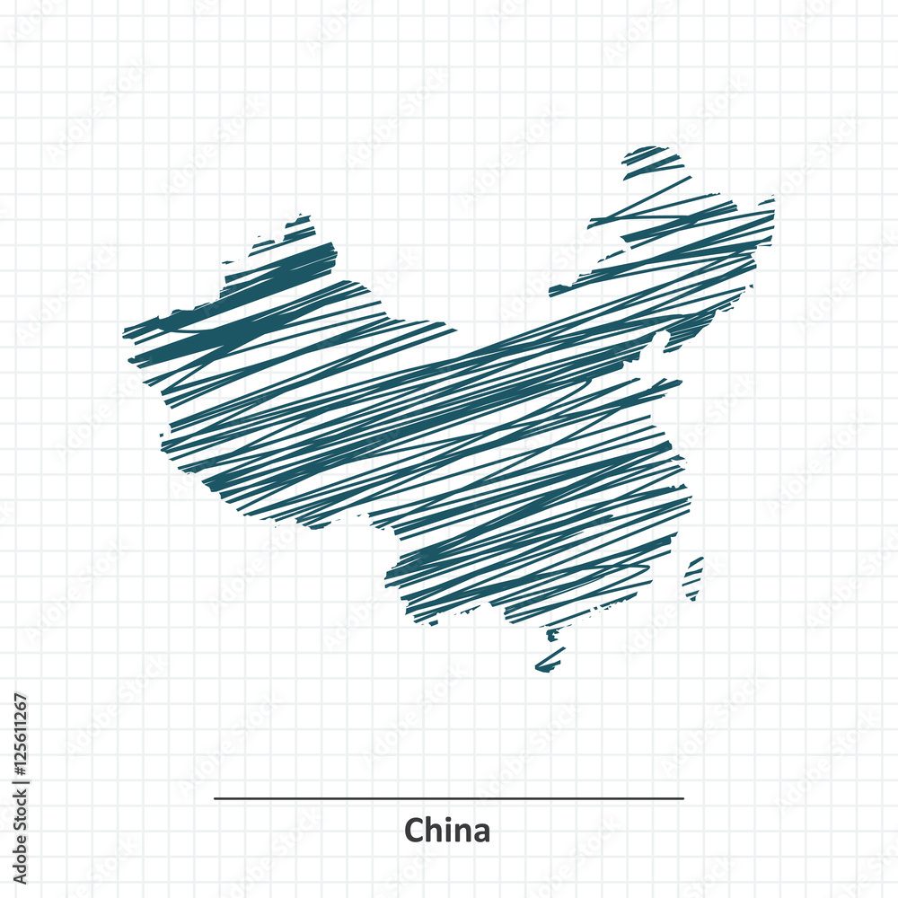Stock-Vektorgrafik „Doodle sketch of China map“ | Adobe Stock