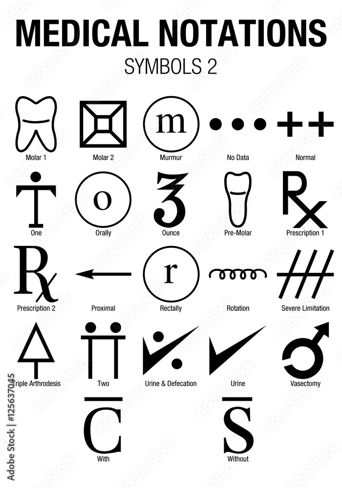 Set of Medical Notations in white background - Vector image Stock ...