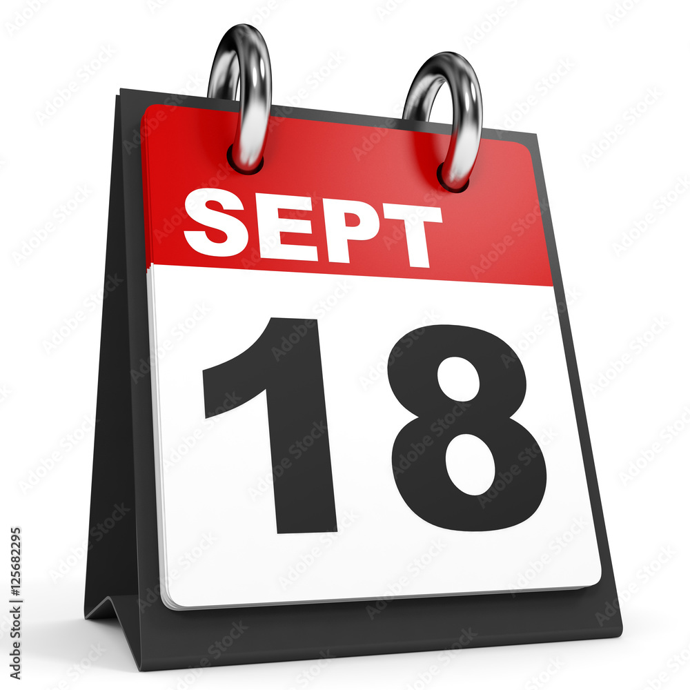 September 18. Calendar on white background. Stock Illustration | Adobe ...
