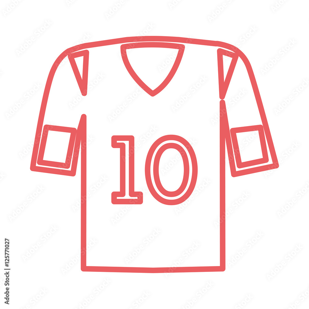 american football shirt sport equipment with number ten over white ...