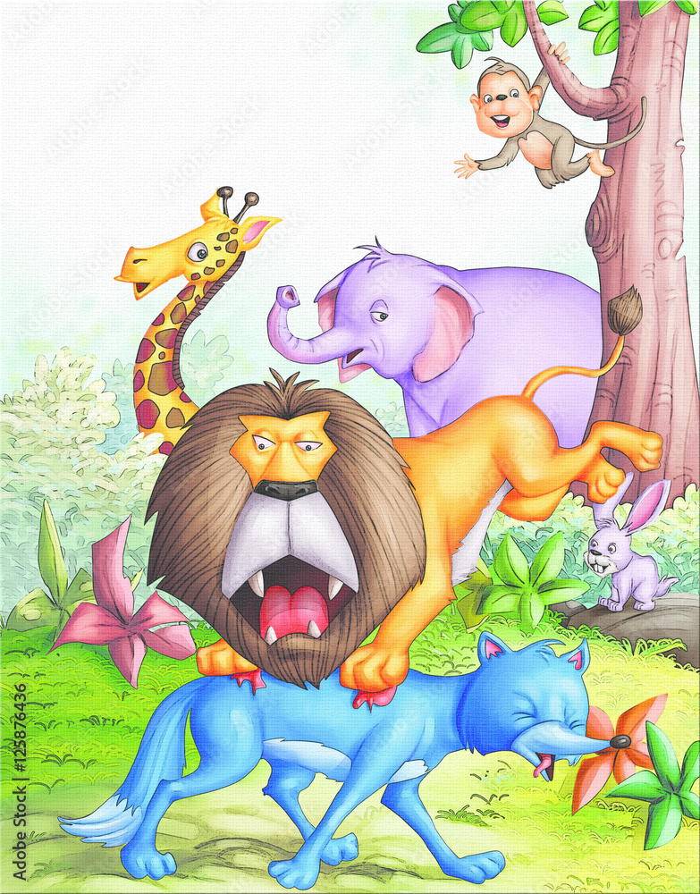 The Blue jackal story (16) Stock Illustration | Adobe Stock