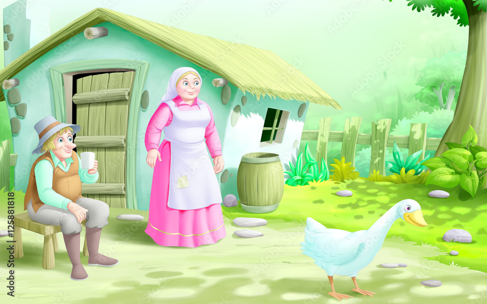 The goose and the golden egg story (4+5) Stock Illustration | Adobe Stock