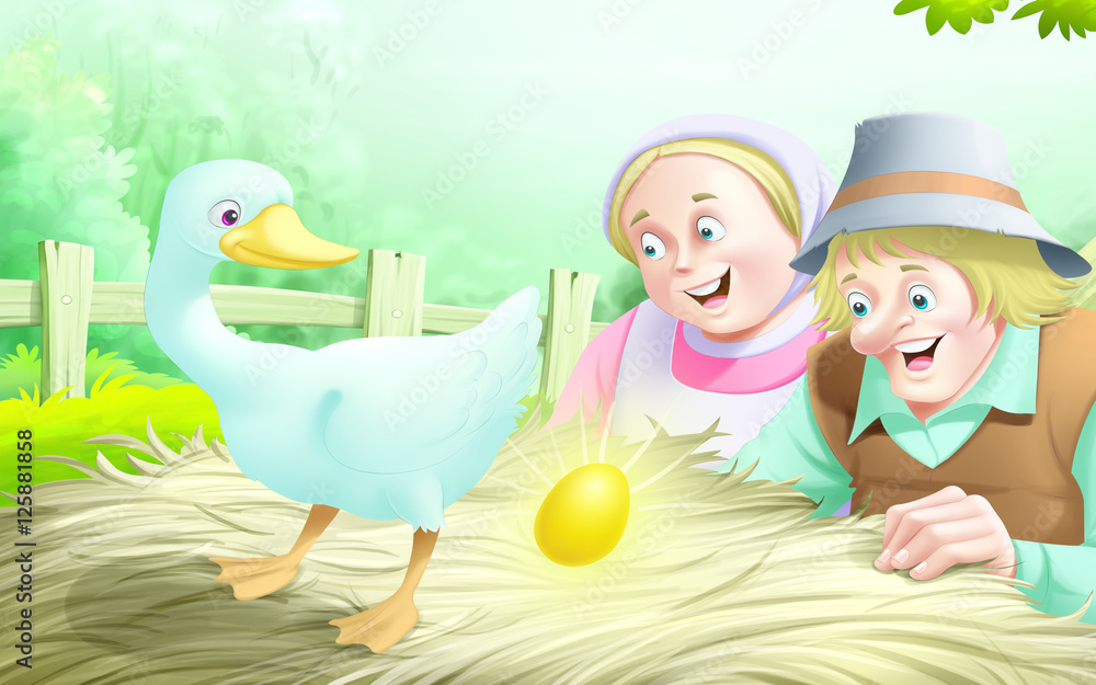 The goose and the golden egg story (6+7) Stock Illustration | Adobe Stock